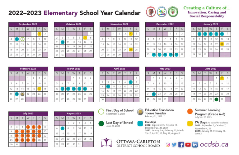 School Year Calendar - 2022-2023 - Elementary | PDF