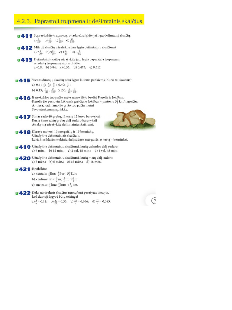 Paprastoji Trupmena Ir Desimtainis Skaicius | PDF