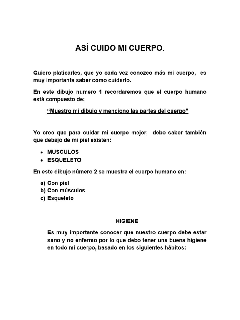 Cuidado del Cuerpo y Hábitos Saludables | PDF | Relaciones personales ...