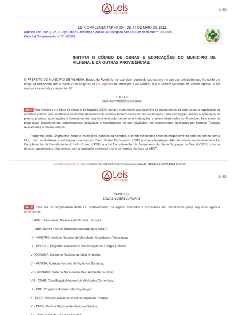 Código de Obras Atualizado 2022 Atualizado 2023 Vilhena | PDF | Acessibilidade