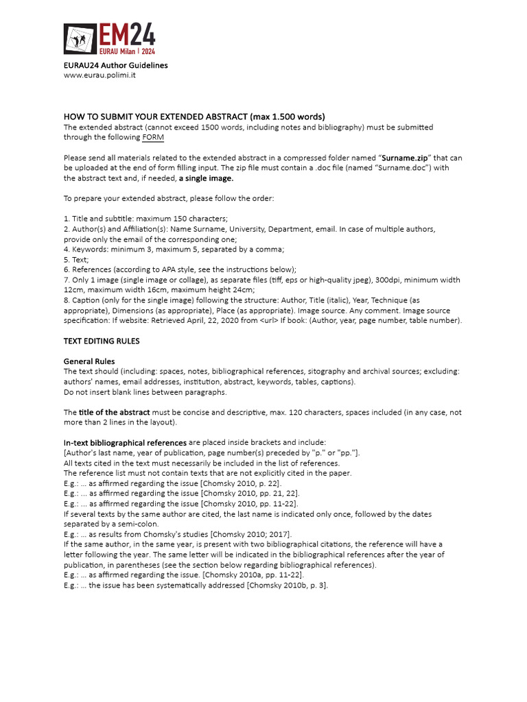 EURAU24 Editorial Norms | PDF | Apa Style | Bracket