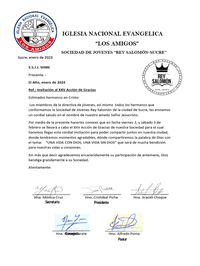 Carta de Invitacion SSJJ SHIRE | PDF