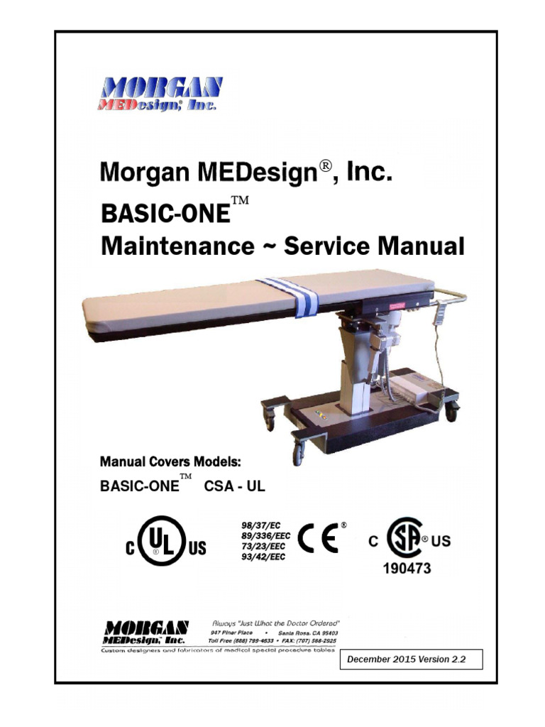 Morgan Medesign Basic One Table Service Manual | PDF