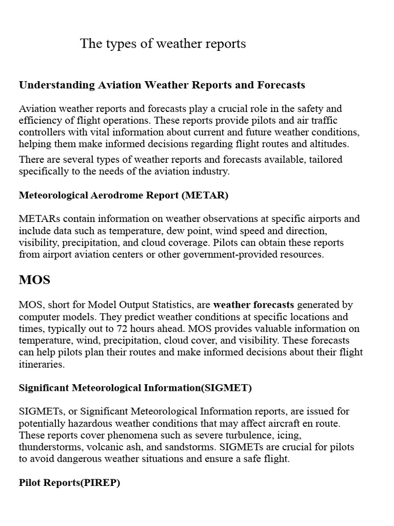 The Types of Weather Reports | PDF