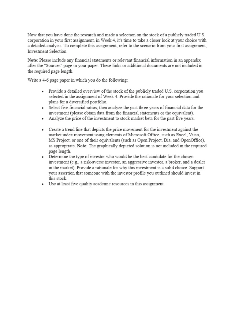 Week 8 Assignment - Investment Analysis | PDF