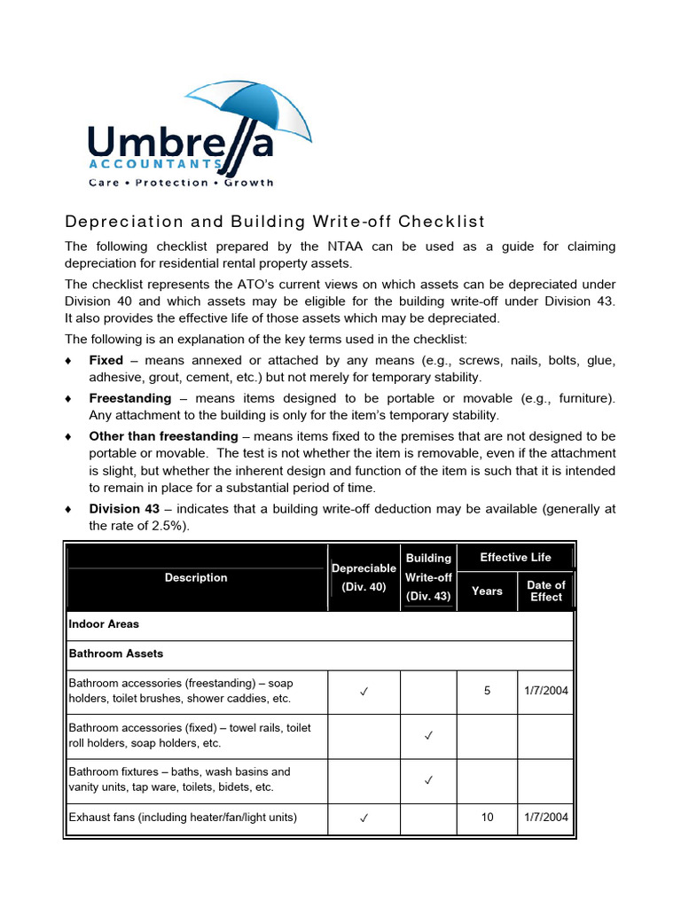Depreciation Building Write Off Checklist | PDF | Air Conditioning ...