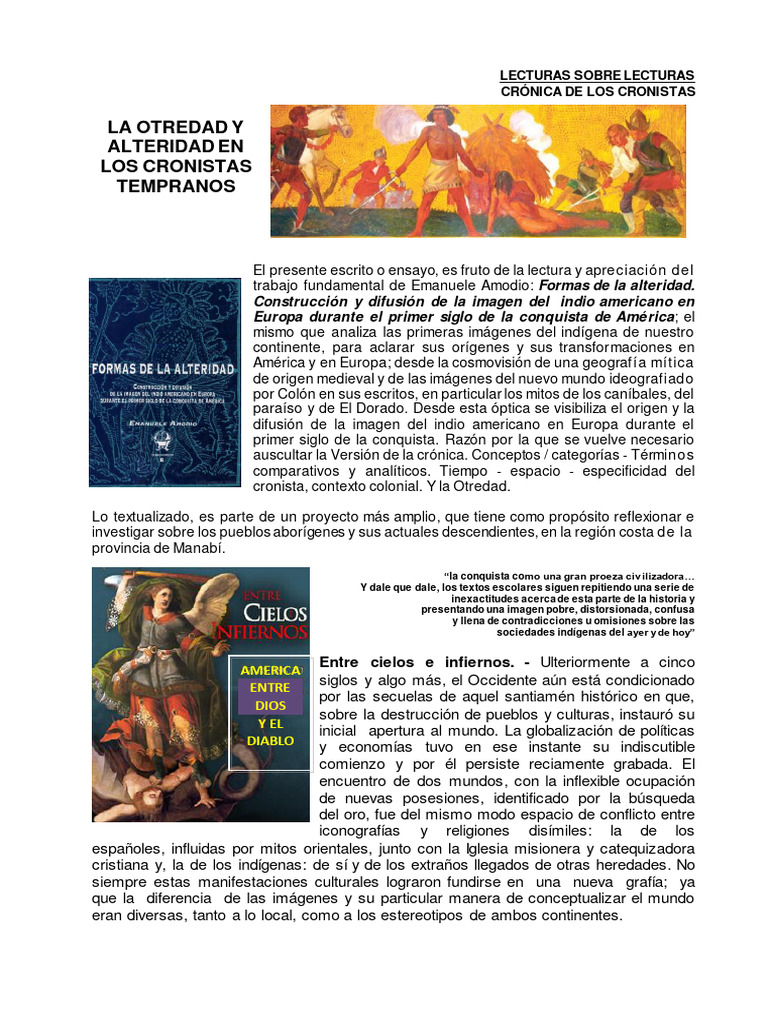 La Otredad y Alteridad en Los Cronistas Tempranos - Edicion Final | PDF ...