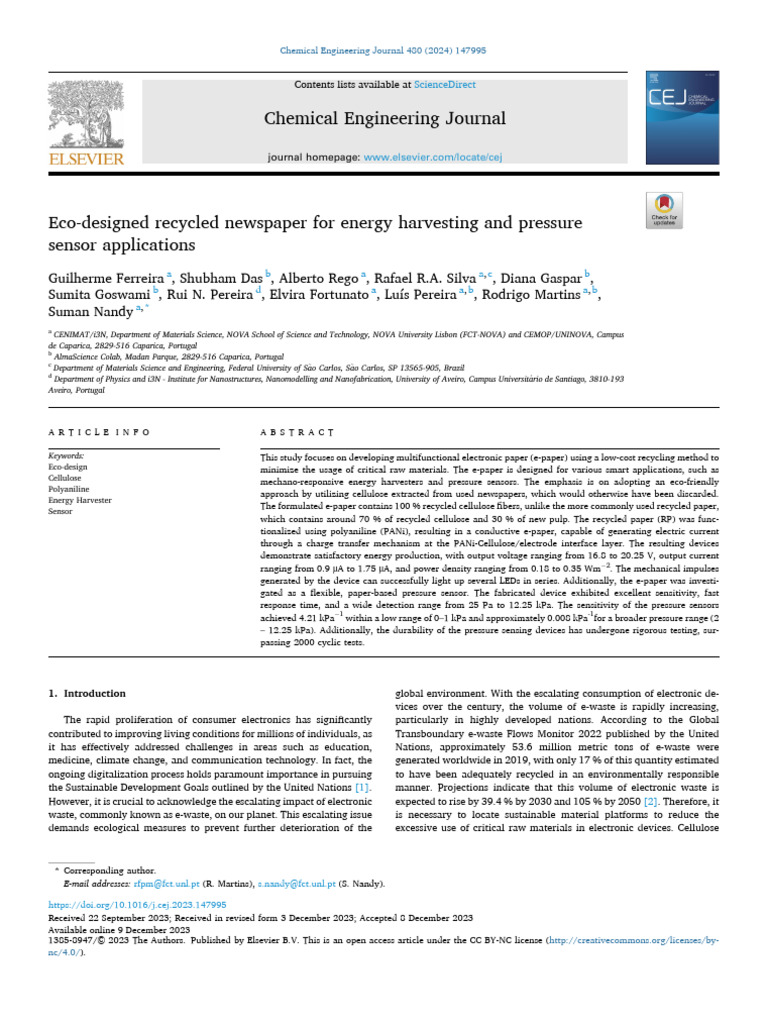 Chemical Engineering Journal-2024 | PDF | Electronic Waste | Paper