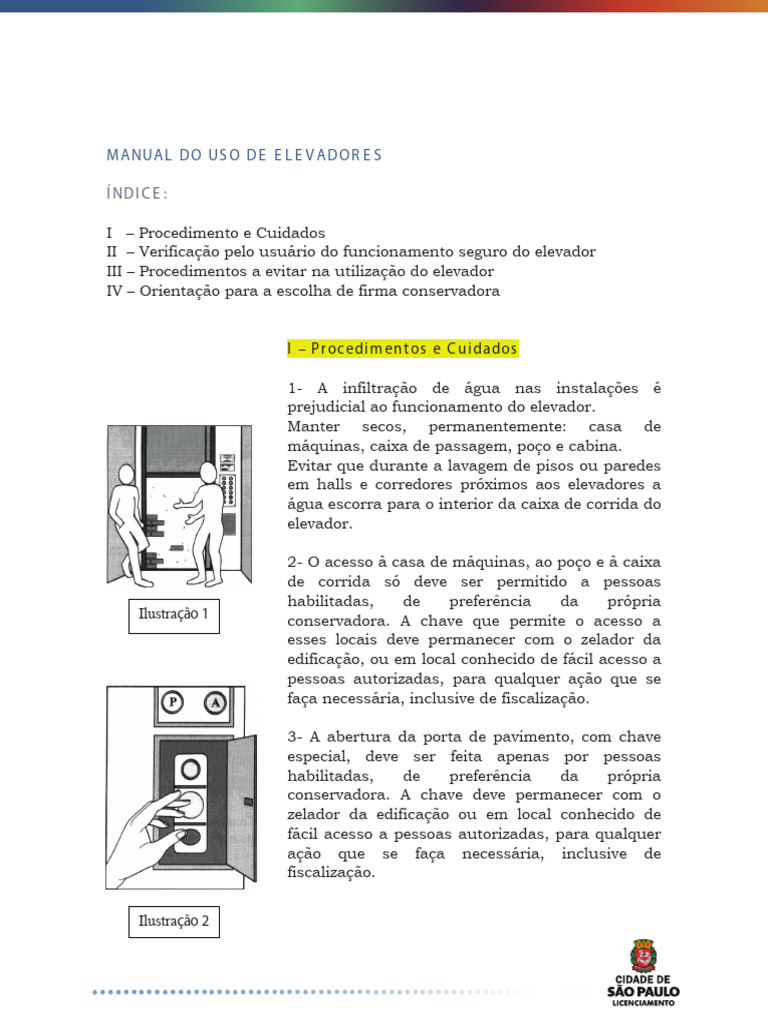 Manual Do Uso de Elevadores Setembro 2019 | PDF