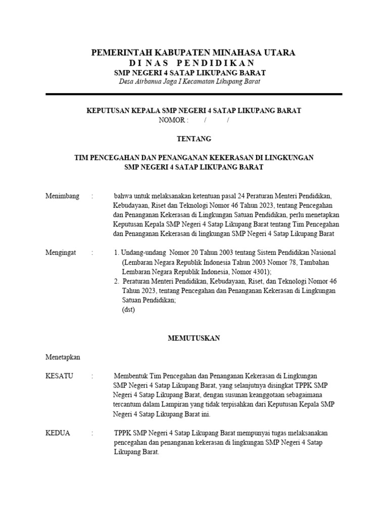 SK Tim Pencegahan Kekerasan | PDF