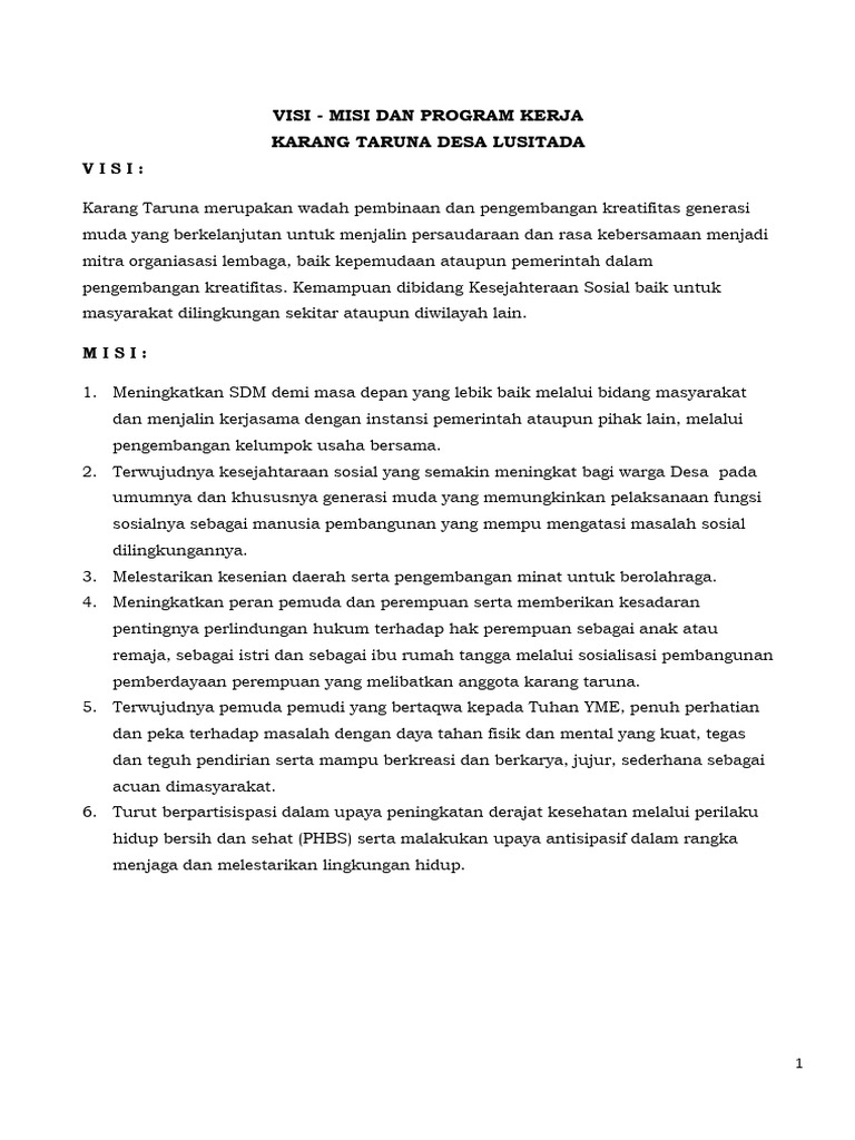 Program Kerja Karang Taruna Lusitada | PDF