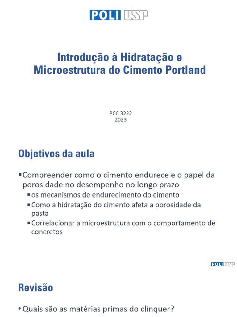 Hidratação Do Cimento Portland e Microestrutura 2022 VMJ | PDF ...