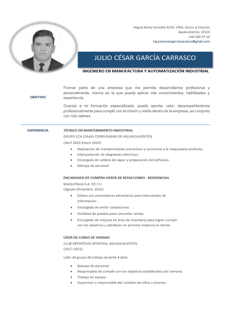 CV Julio CÃ©sar GarcÃ - A Carrasco | PDF | Business