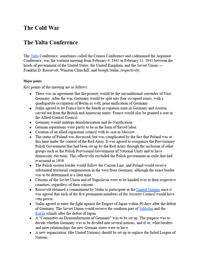 The Yalta Conference | PDF | Politics Of World War II | Politics Of The ...