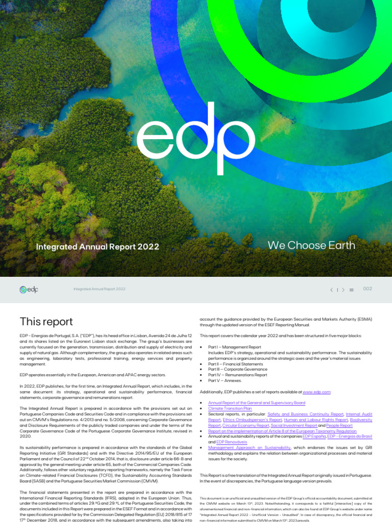 Edp Integrated Report 2022 - Website Version | PDF | Renewable Energy ...