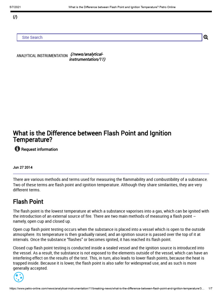 What Is The Difference Between Flash Point and Ignition Temperature ...