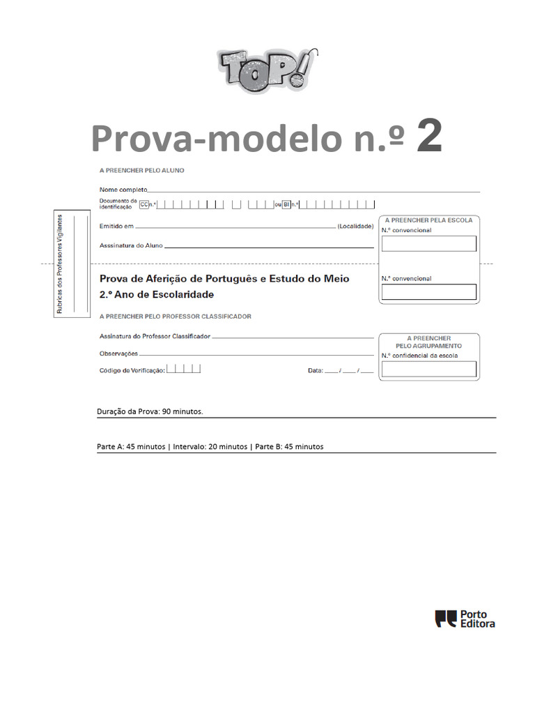TOP Prova Modelo 2 Português Estudo Do Meio | PDF