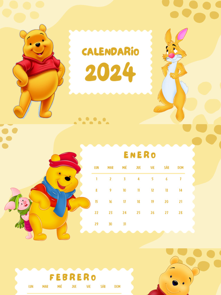 Calendario Infantil 2024 con Dibujos | PDF