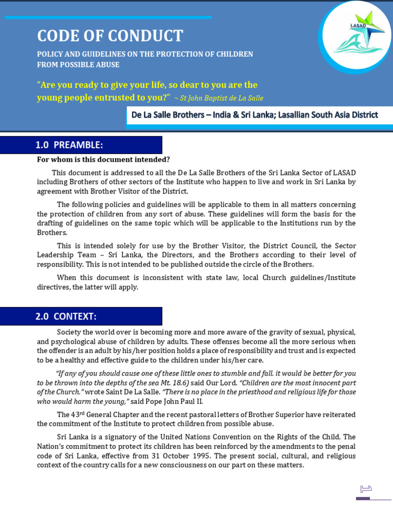 Safeguarding Code of Conduct Revised 2019 | PDF | Child Abuse | Sexual Harassment