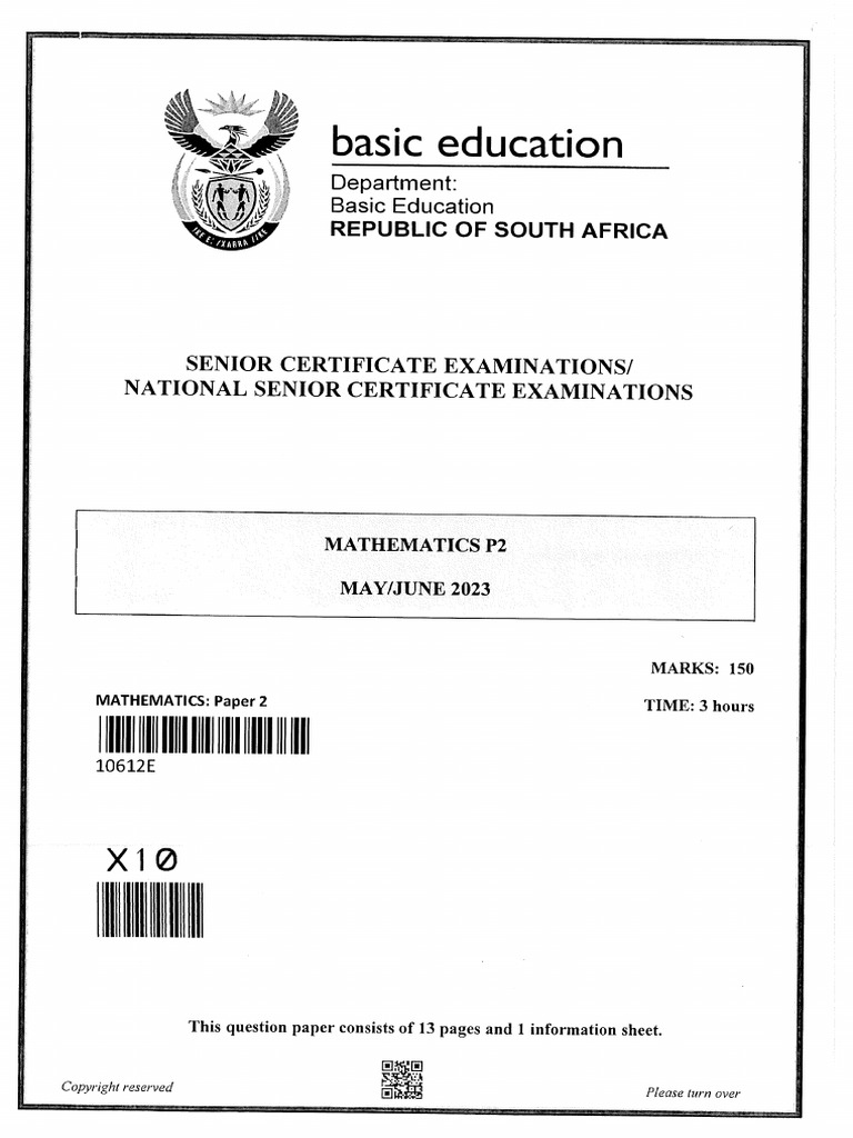 GR 12 DBE Maths P2 May 2023 | PDF
