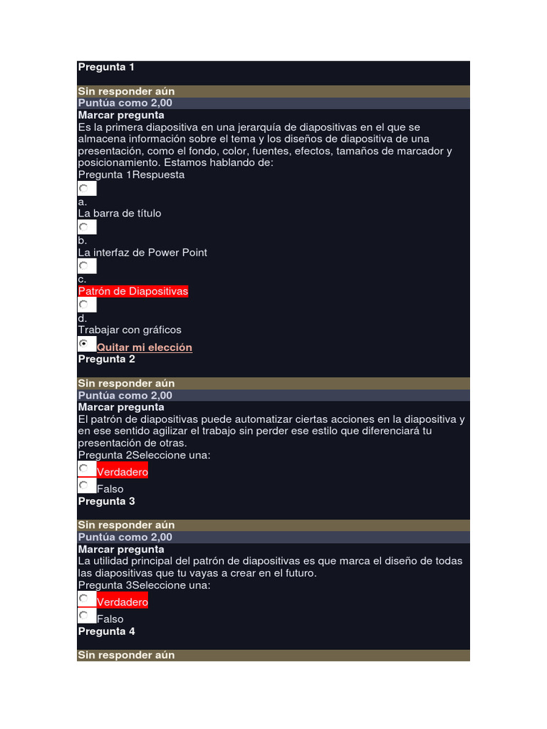 Cuestionario 5 Practica n5 Power Point Spanisch Ayacucho Crhistian | PDF | Microsoft PowerPoint