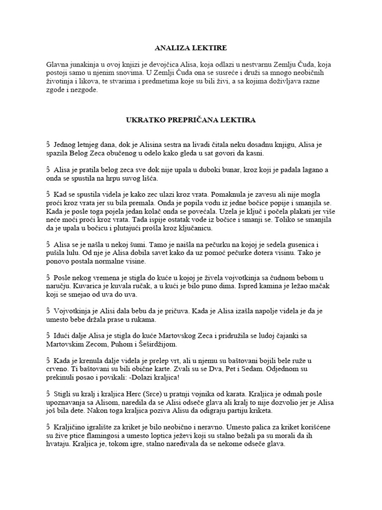Analiza Lektire | PDF