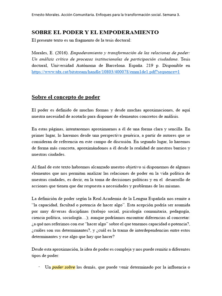3.2 AC Sobre El Poder y El Empoderamiento | PDF | Empoderamiento