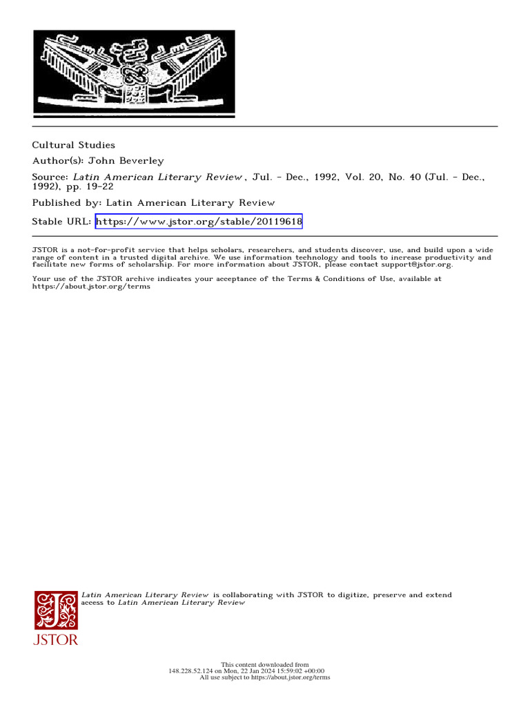 Beverley CulturalStudies 1992 | PDF | Cultural Studies | Knowledge