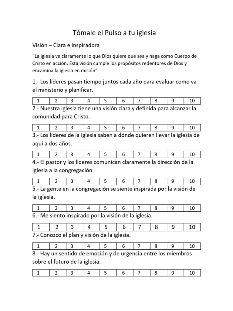 Tómale El Pulso A Tu Iglesia 1 | PDF