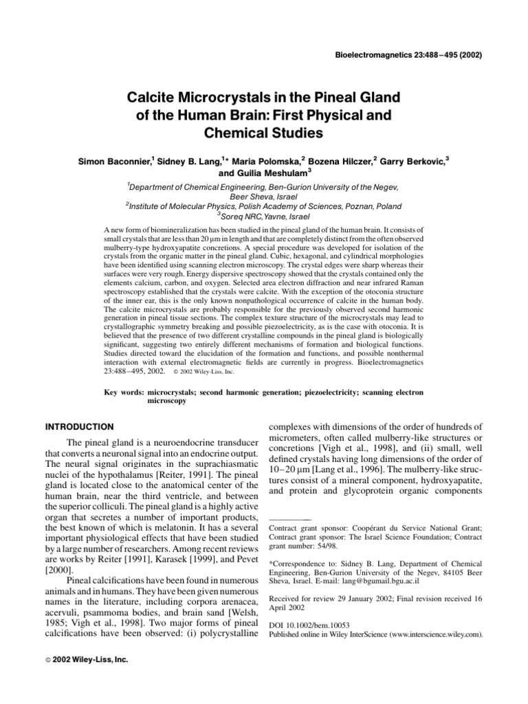Calcite Microcrystals in The Pineal Gland of The Human Brain | PDF ...