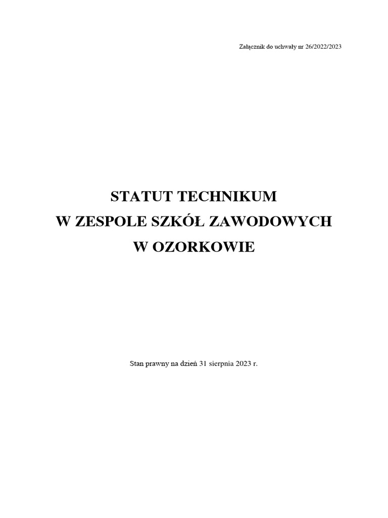 Statut Technikum Listopad2023 | PDF