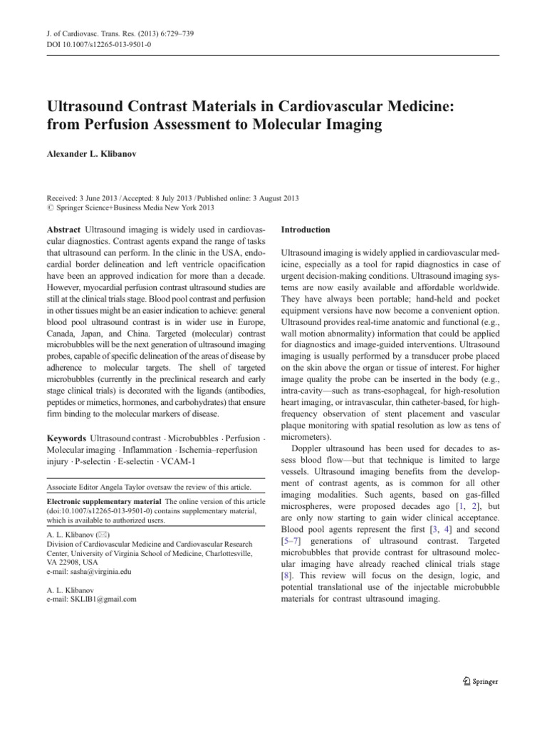 Ultrasound Contrast Materials in Cardiovascular Medicine - From ...
