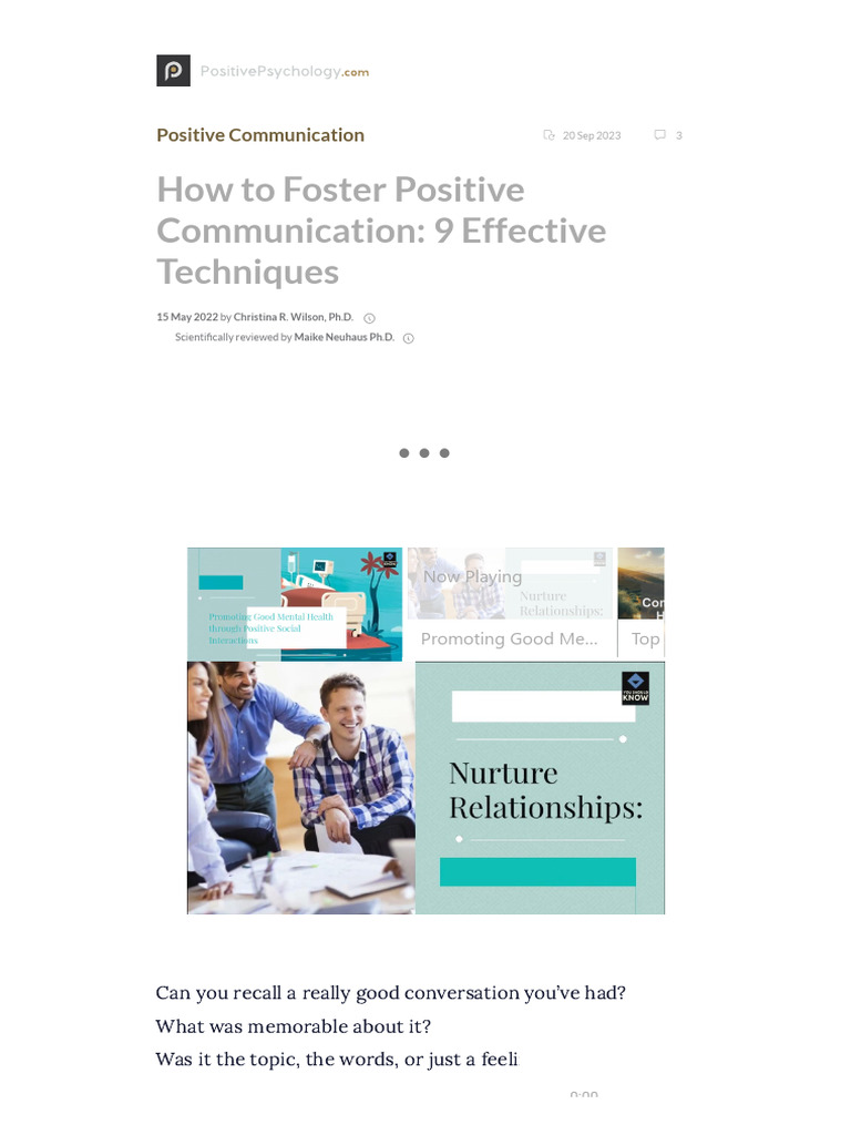 005 How To Foster Positive Communication - 9 Effective Techniques | PDF ...