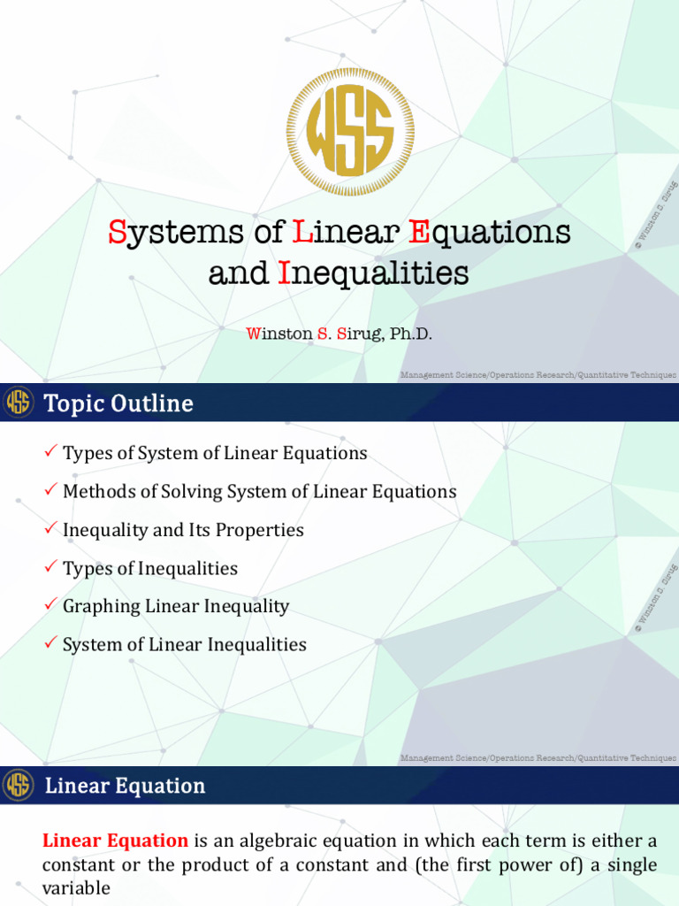 MGTSCIE Chapter 1 2023 | PDF | Equations | System Of Linear Equations