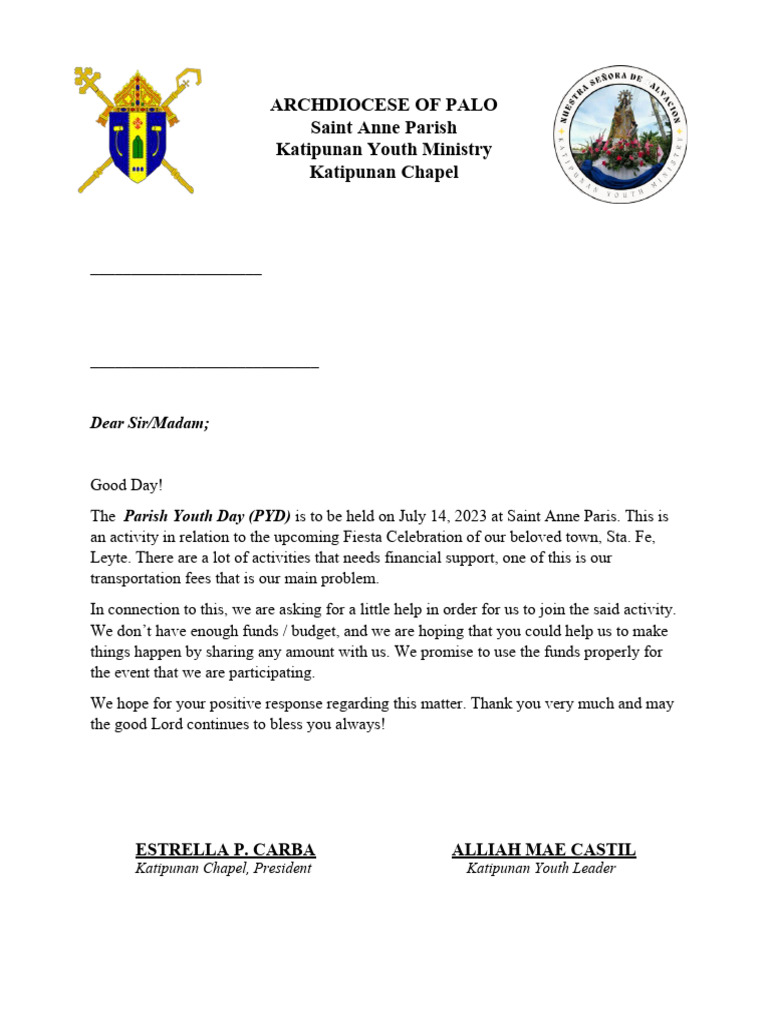 Support Parish Youth Day Event | PDF