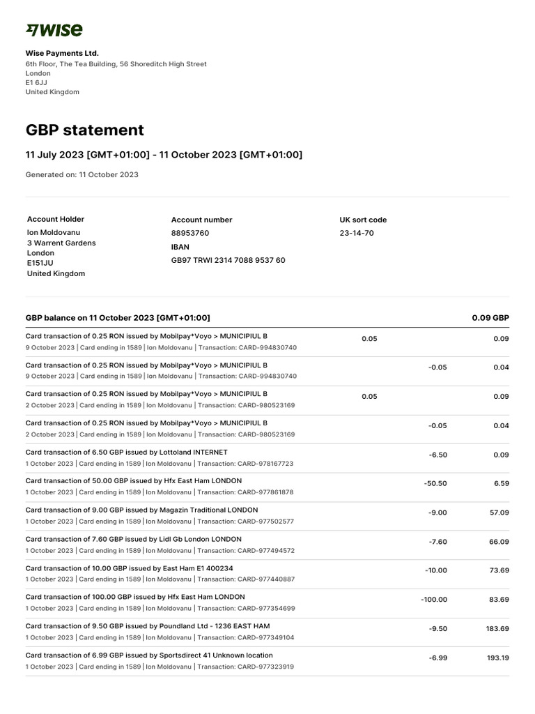 Balance Statement 2 | Download Free PDF | Financial Transaction | Banking