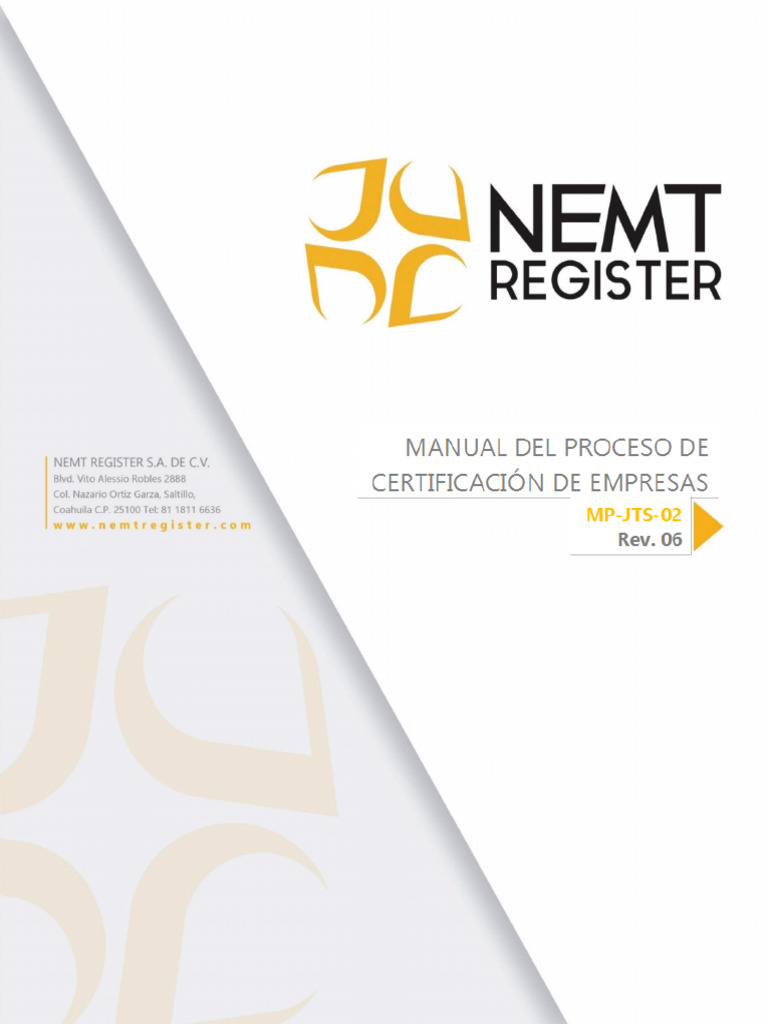MP-JTS-02 Manual Del Proceso de Certificacion de Empresas Rev 06 | PDF ... MP-JTS-02 Manual Del Proceso de Certificacion de Empresas Rev 06 | PDF ...
