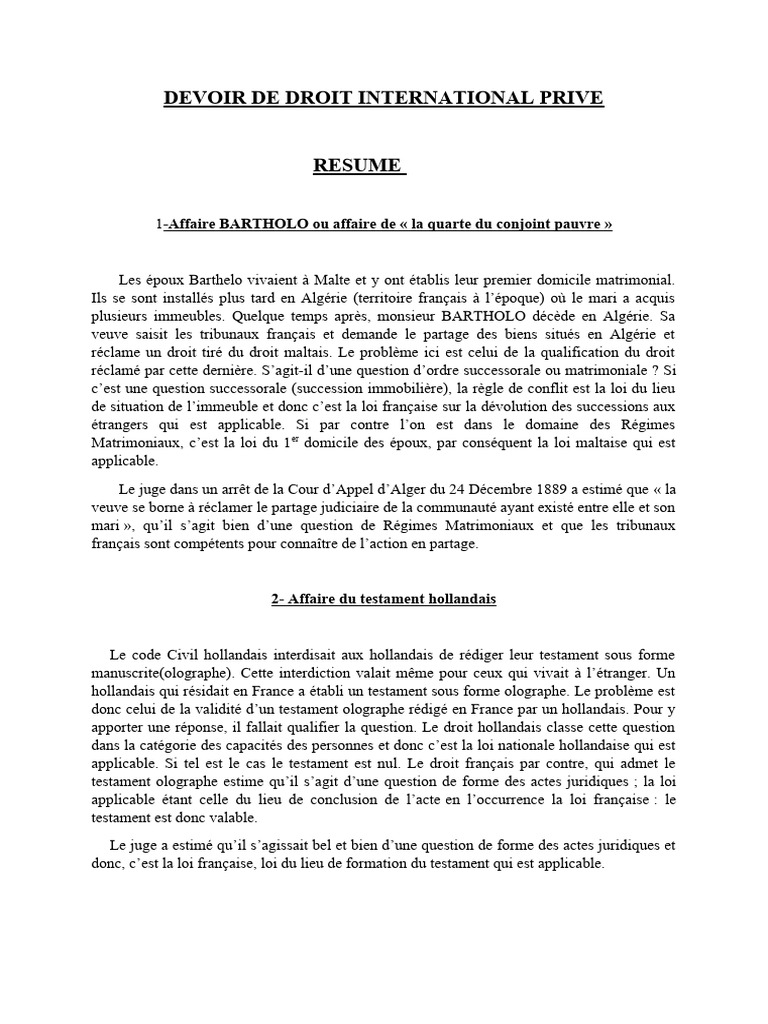 Affaire Bartholo et la quarte du conjoint pauvre | PDF | Mariage | Loi