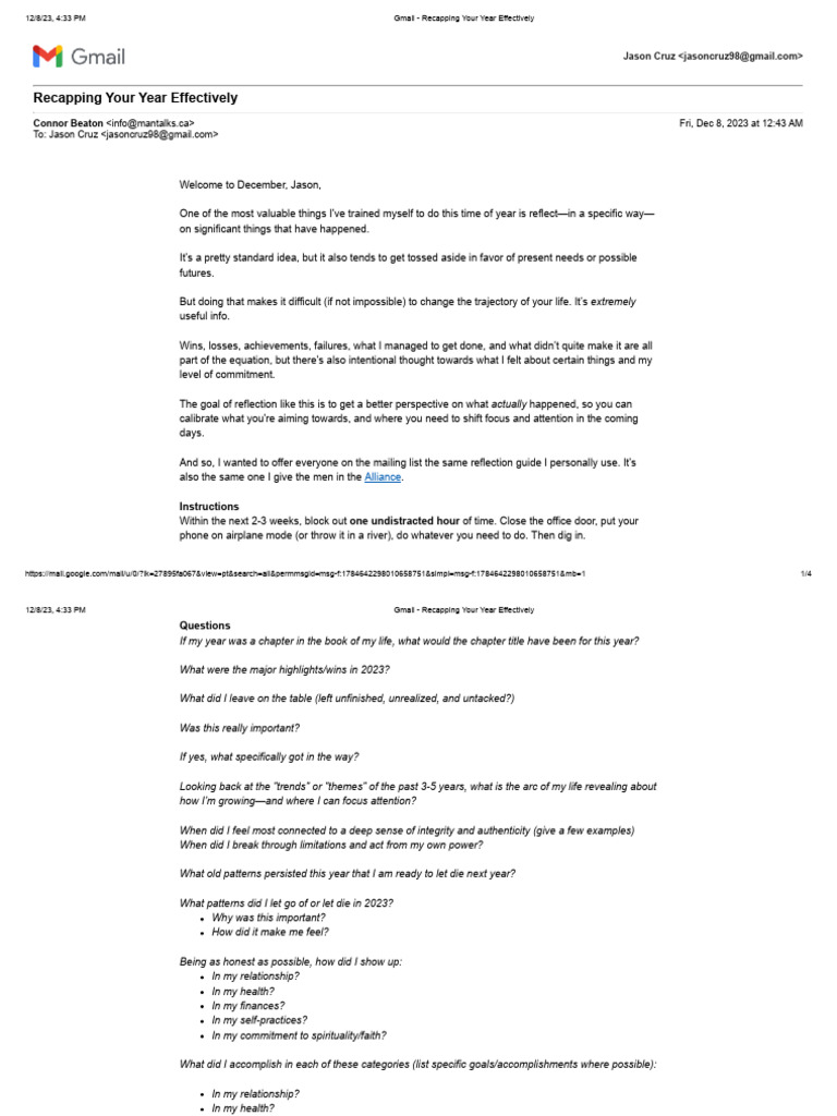 Connor Beaton - Recapping Your Year Effectively | PDF