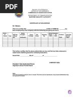 Marina Sea Service Sample Form (Annex D) - To Be Accomplished Onboard | PDF