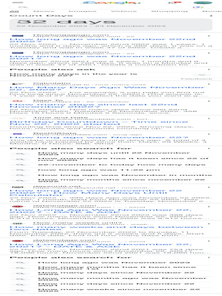 How Many Days Has It Been Since 22 of Nov - Google Search | PDF | Art