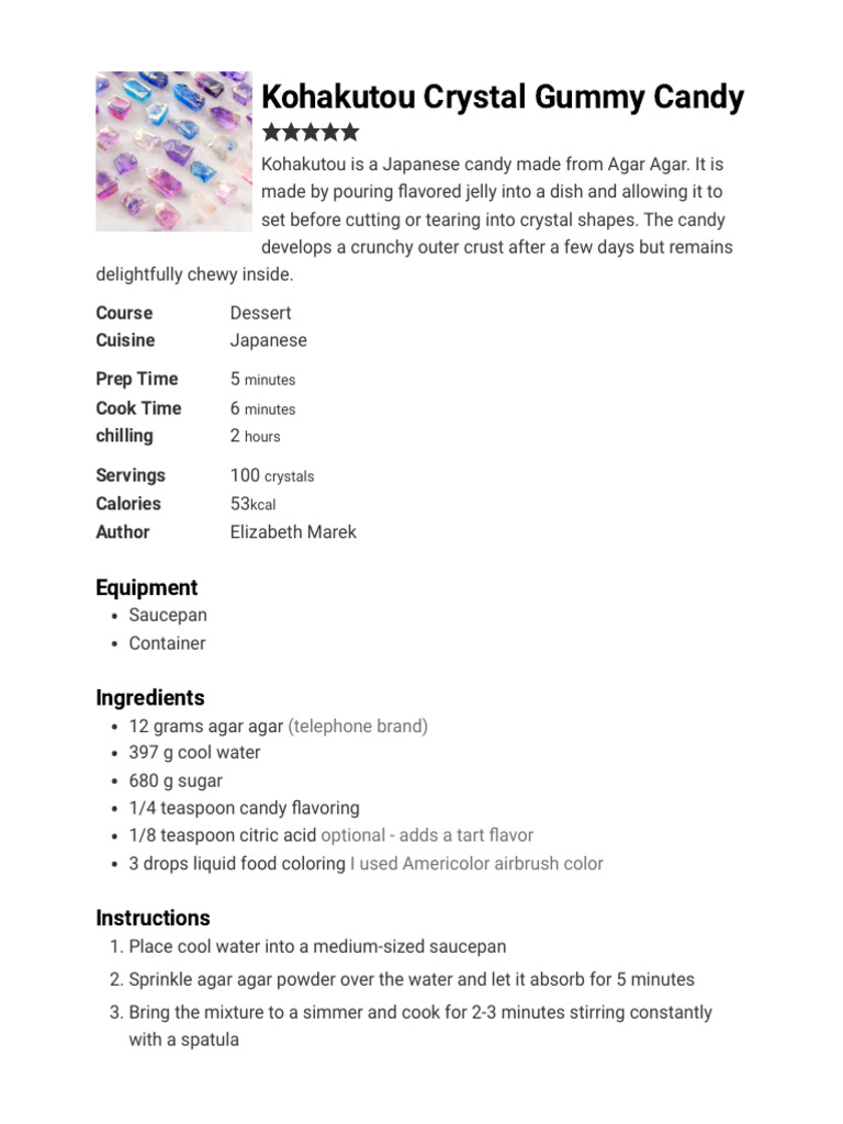 Kohakutou Crystal Gummy Candy - Sugar Geek Show | PDF | Candy | Food ...