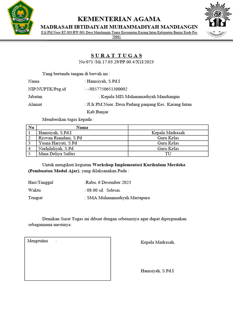 Surat Tugas Kkmi | PDF