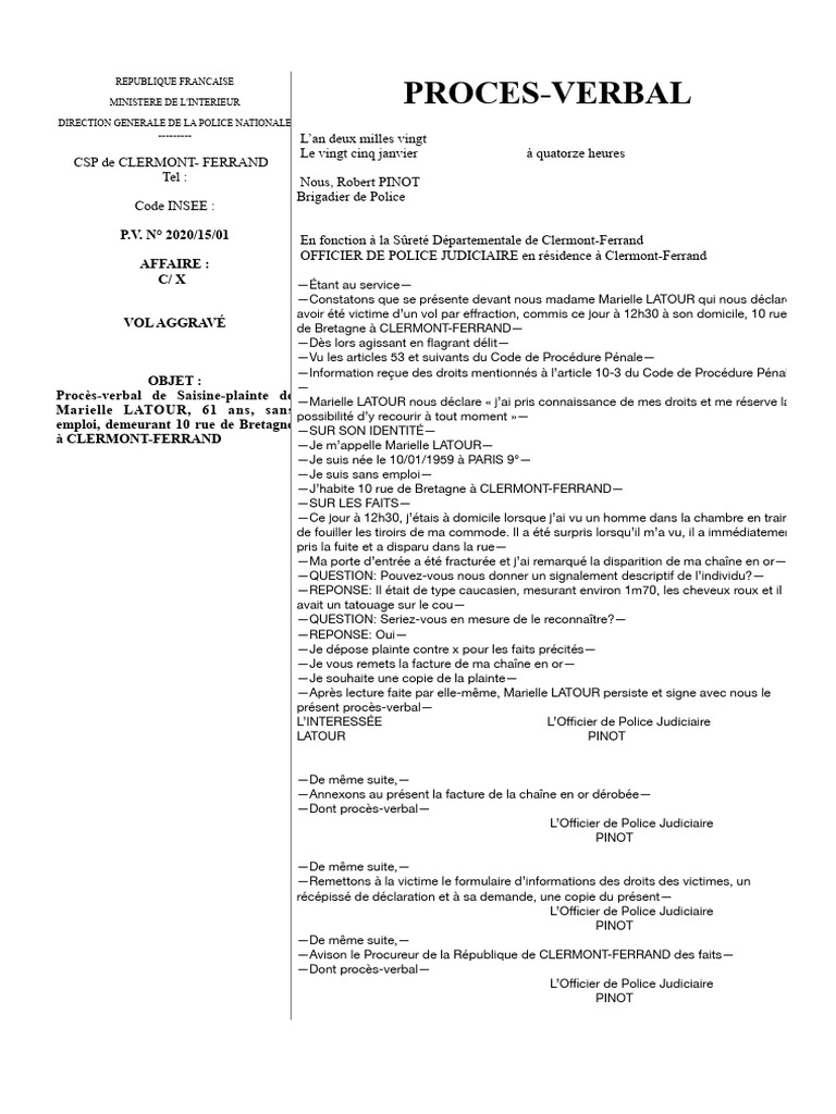 PV Plainte Latour | PDF