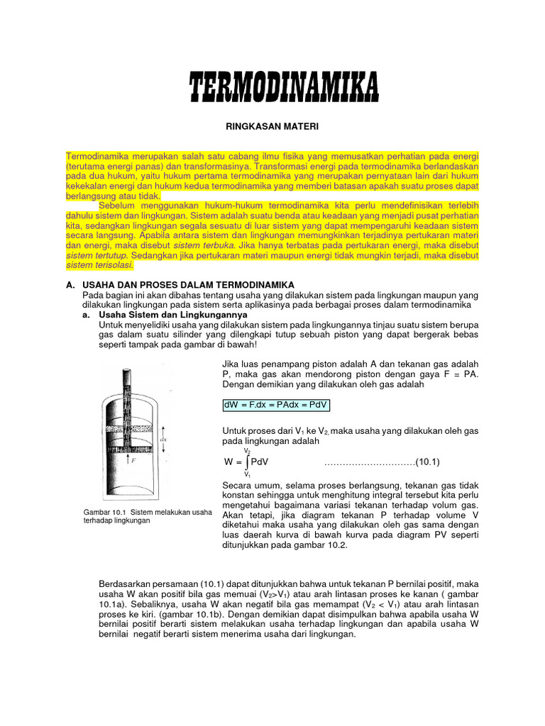 Usaha dan Proses dalam Termodinamika | PDF