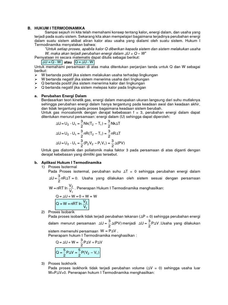 Hukum I Termodinamika dan Aplikasinya | PDF | Sains & Matematika | Teknologi & Rekayasa