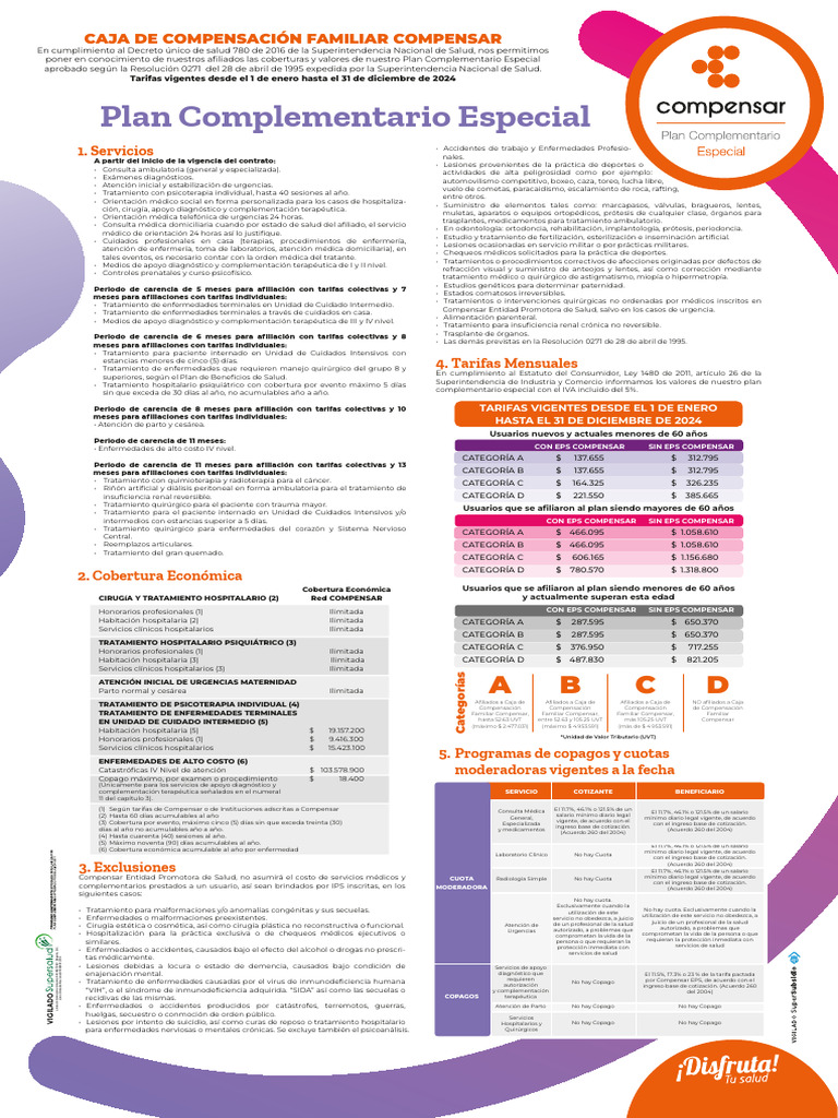 Tarifas Plan Complementario 2024 | PDF