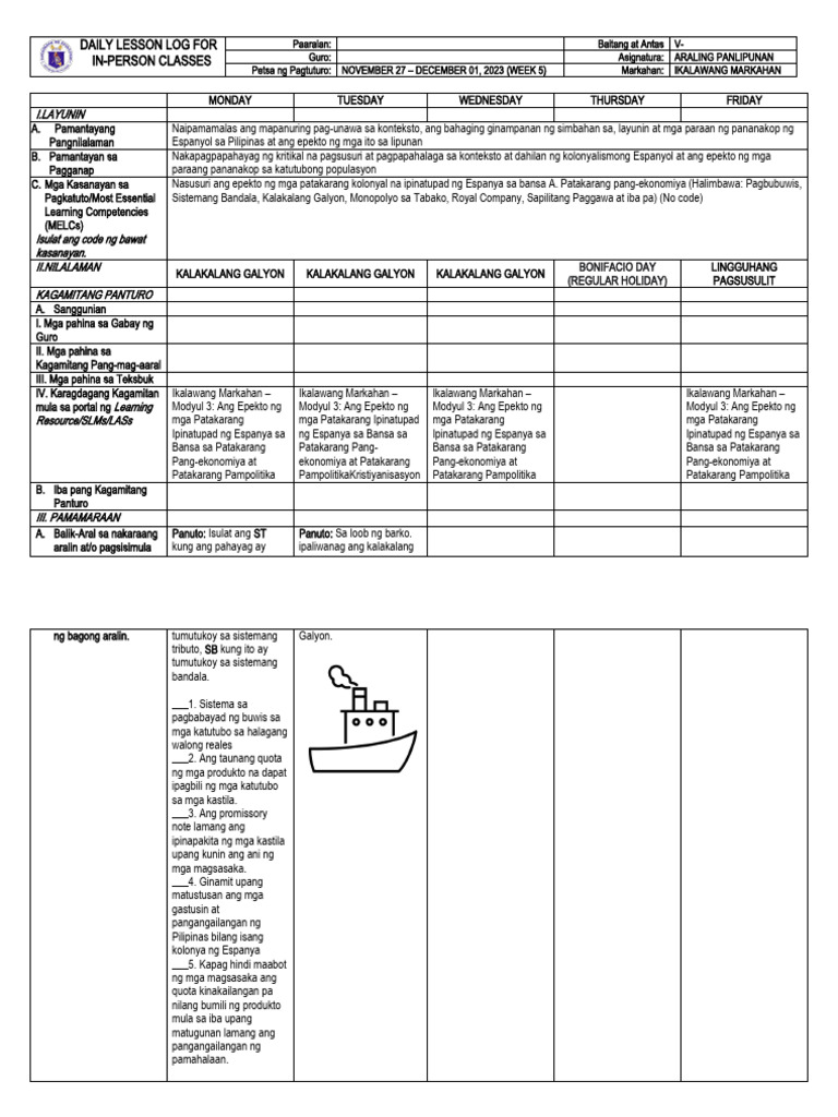 G5 Q2W5 DLL AP (MELCs) | PDF