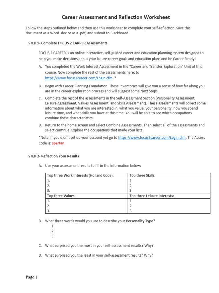 Career Transfer Worksheet | PDF | Behavioural Sciences | Psychological Concepts