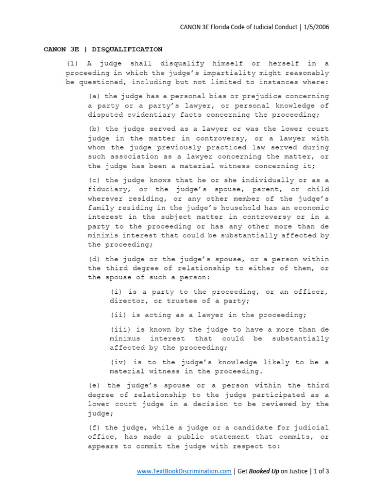 Canon 3E - Disqualification | PDF | Judge | Judiciaries